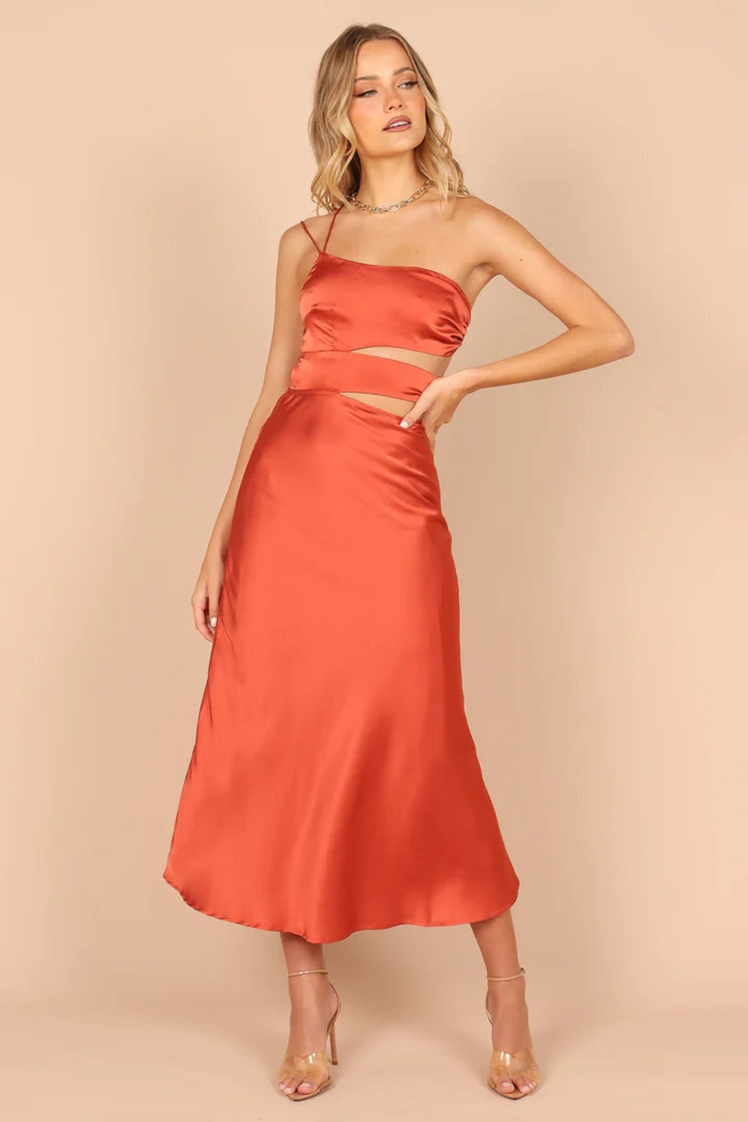 Rust Color Satin Bridesmaid Dress, Wedding Dress, Bridesmaid Dresses ...