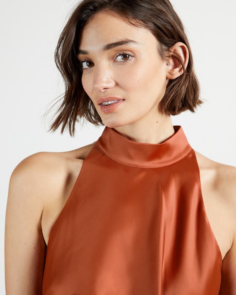 Rust Color Satin Bridesmaid Dress Wedding Dress Bridesmaid - Etsy