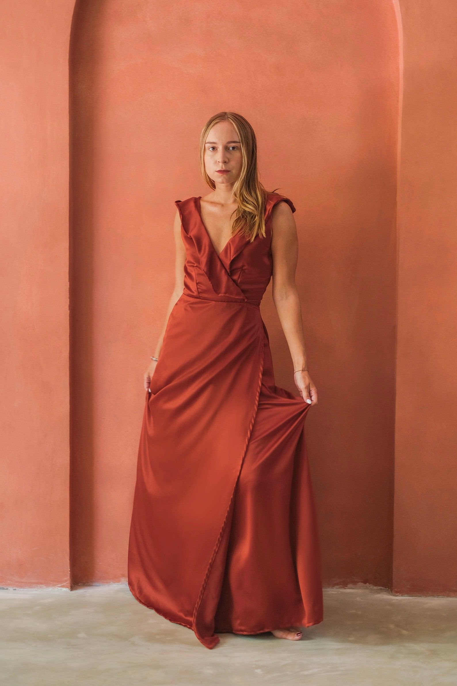 Rust Satin Bridesmaid Dress, Wedding Dress, Bridesmaid Dresses, Wedding ...