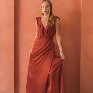 Rust Satin Bridesmaid Dress, Wedding Dress, Bridesmaid Dresses, Wedding ...