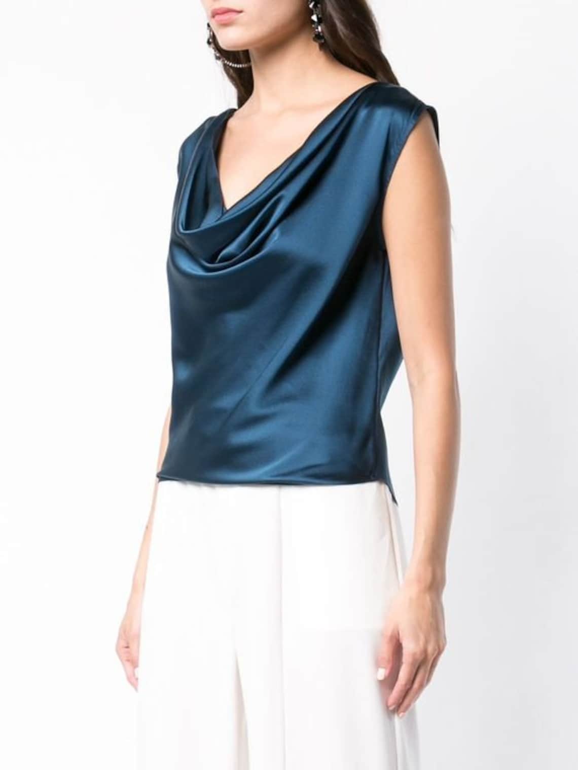 Satin Woman Top Satin Casual Top Sleeveless Top Long Sleeve - Etsy