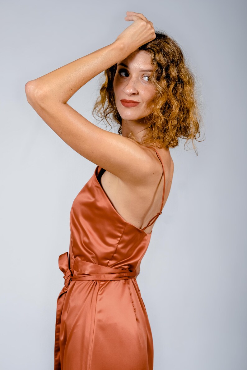 Rust Color Satin Bridesmaid Dress Wedding Dress Bridesmaid - Etsy