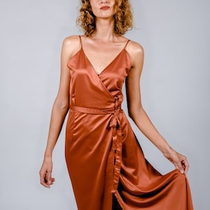 Rust Color Satin Bridesmaid Dress, Wedding Dress, Bridesmaid Dresses ...