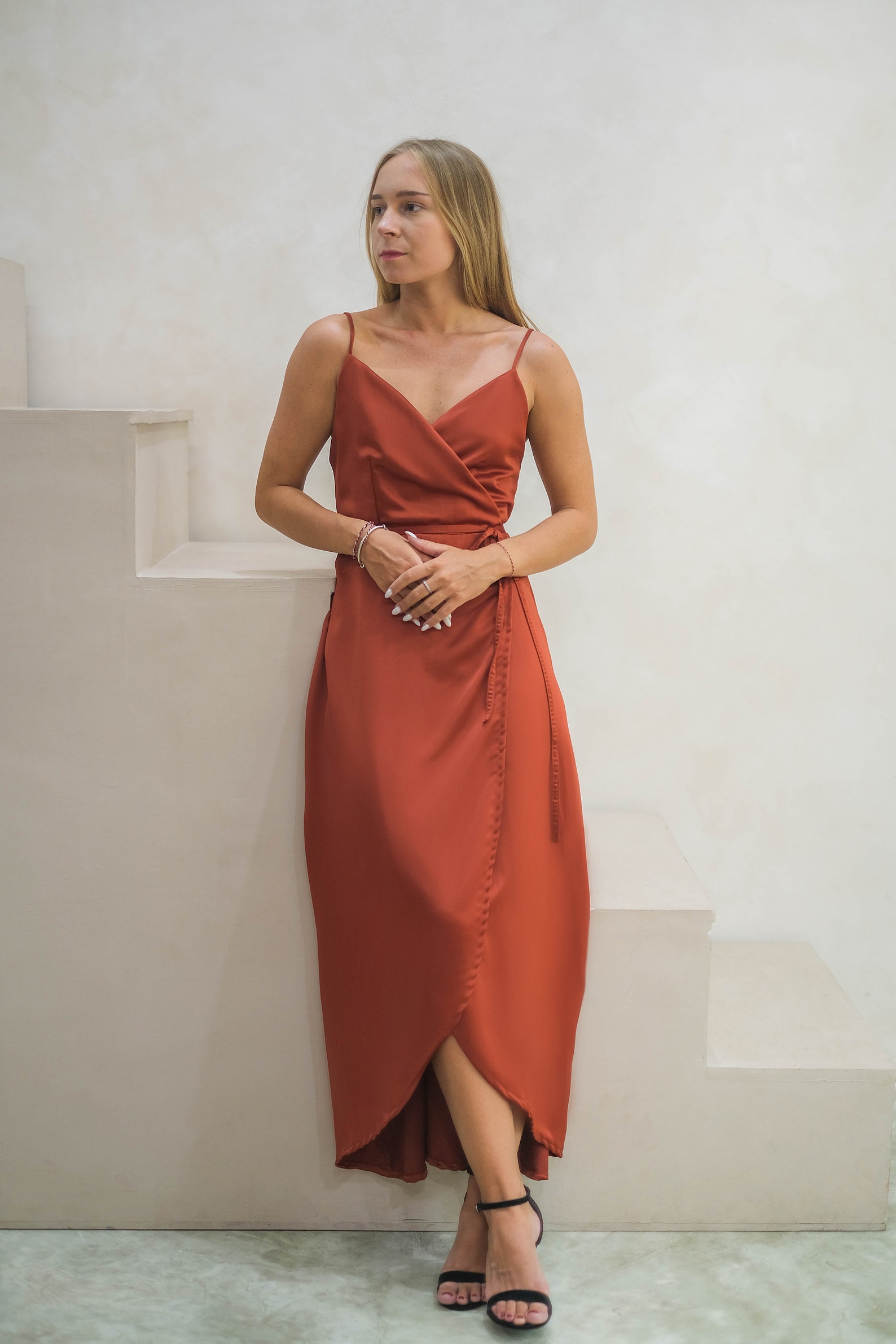 Rust Color Satin Bridesmaid Dress Wedding Dress Bridesmaid | Etsy