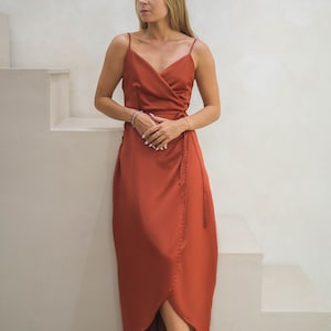 Rust Color Satin Bridesmaid Dress, Wedding Dress, Bridesmaid Dresses ...