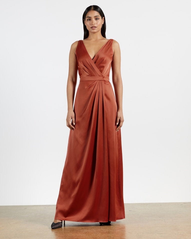 Rust Color Satin Bridesmaid Dress Wedding Dress Bridesmaid - Etsy