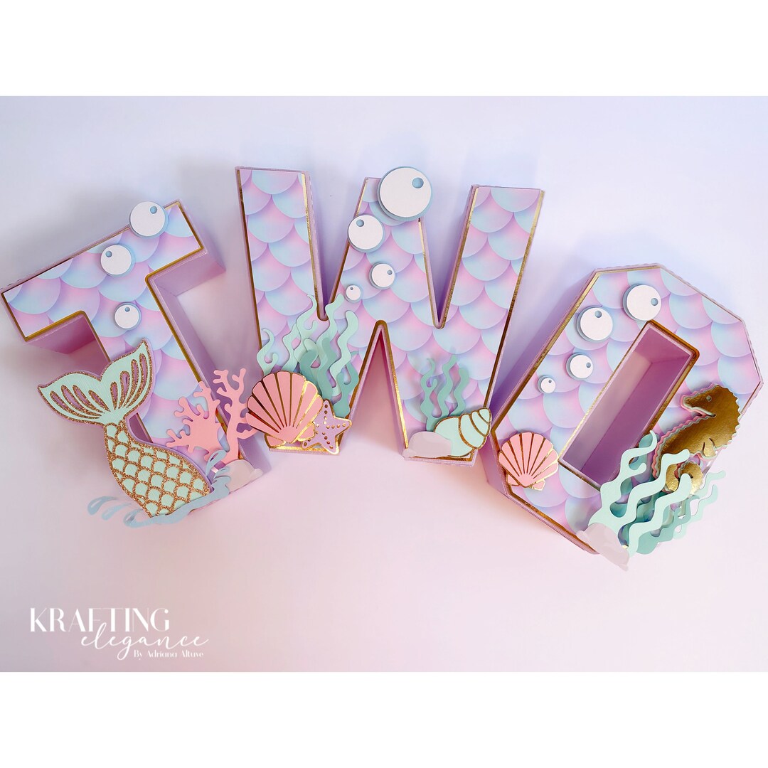 Mermaid 3D Letters, Custom Mermaid 3D Letters, Party Decorations ...