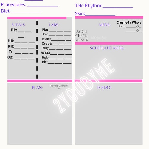 Nurse Tech Sheet 2 Patient Care Report Sheet Report Sheet - Etsy