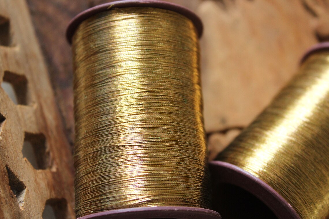 Antique Gold Zari Metallic Thread-hand Machine Embroidery metallic ...