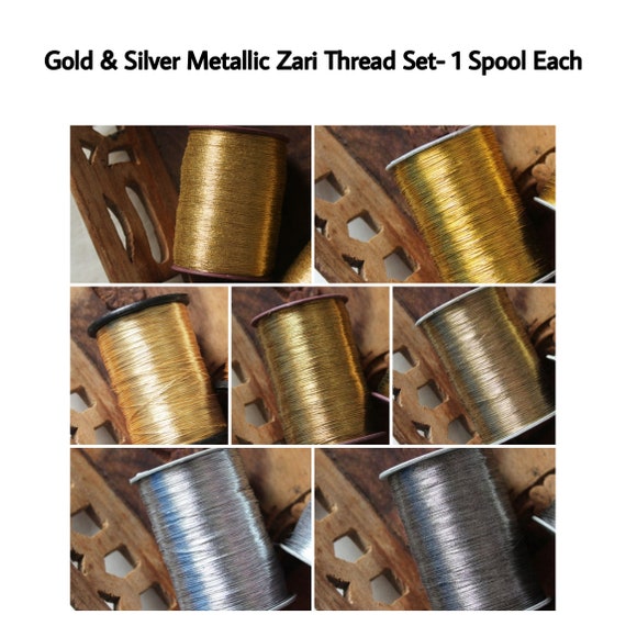 Gold & Silver Metallic Zari Thread Set 1 Spool Each - Etsy