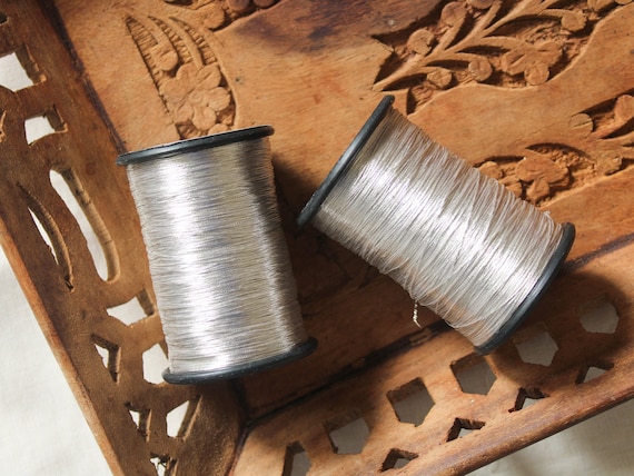 Light Silver Zari Metallic Thread-Hand Machine Embroidery | Etsy