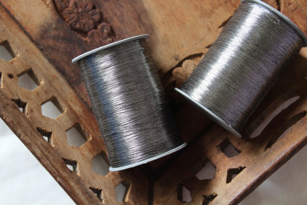Gunmetal Zari Metallic Thread-hand Machine Embroidery -metallic Sewing ...