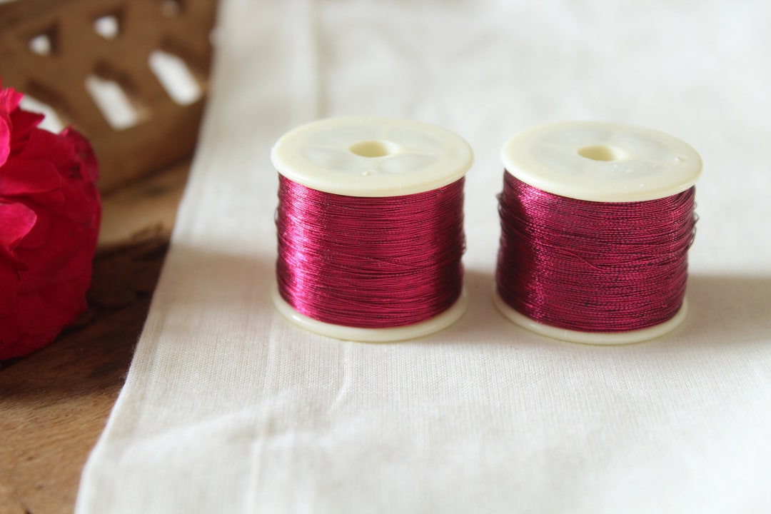 Fuschia Zari Metallic Thread-hand Machine Embroidery -metallic Sewing ...