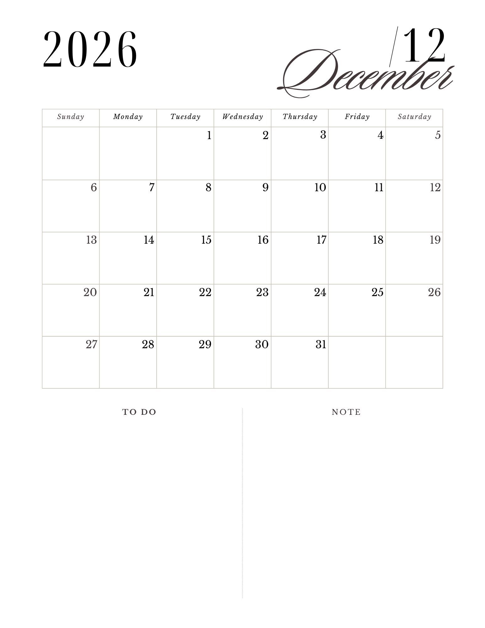 Editable 12-month Calendar Template, Printable Custom Calendar PDF ...