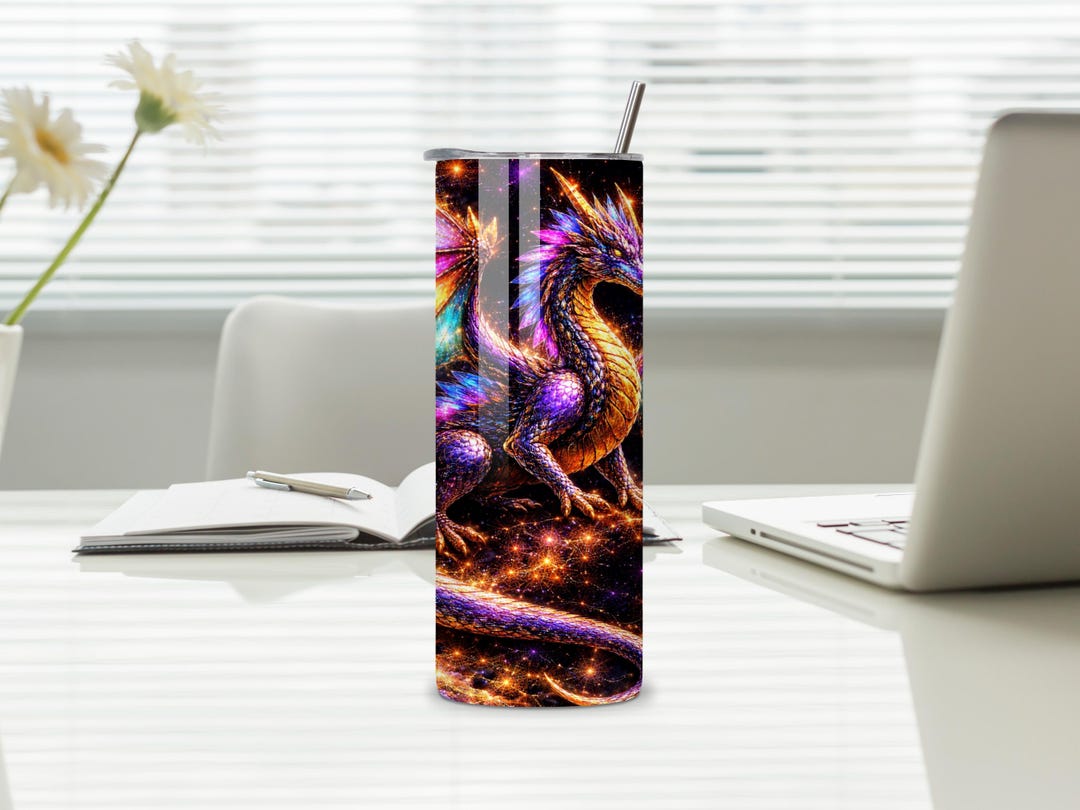 Cosmic Rainbow Dragon Art Design, Fantasy Mythical Creature Wall Decor ...
