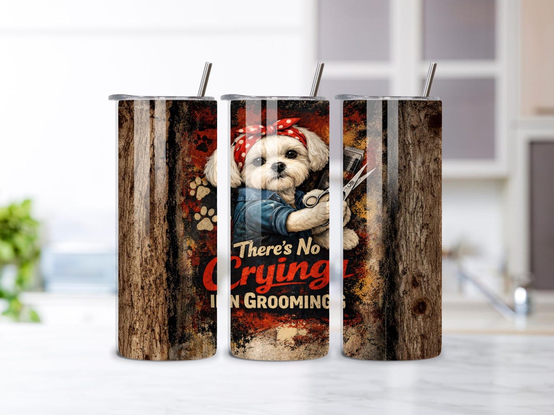 No Crying in Grooming Funny Dog Illustration, Cute Shih Tzu Groomer ...