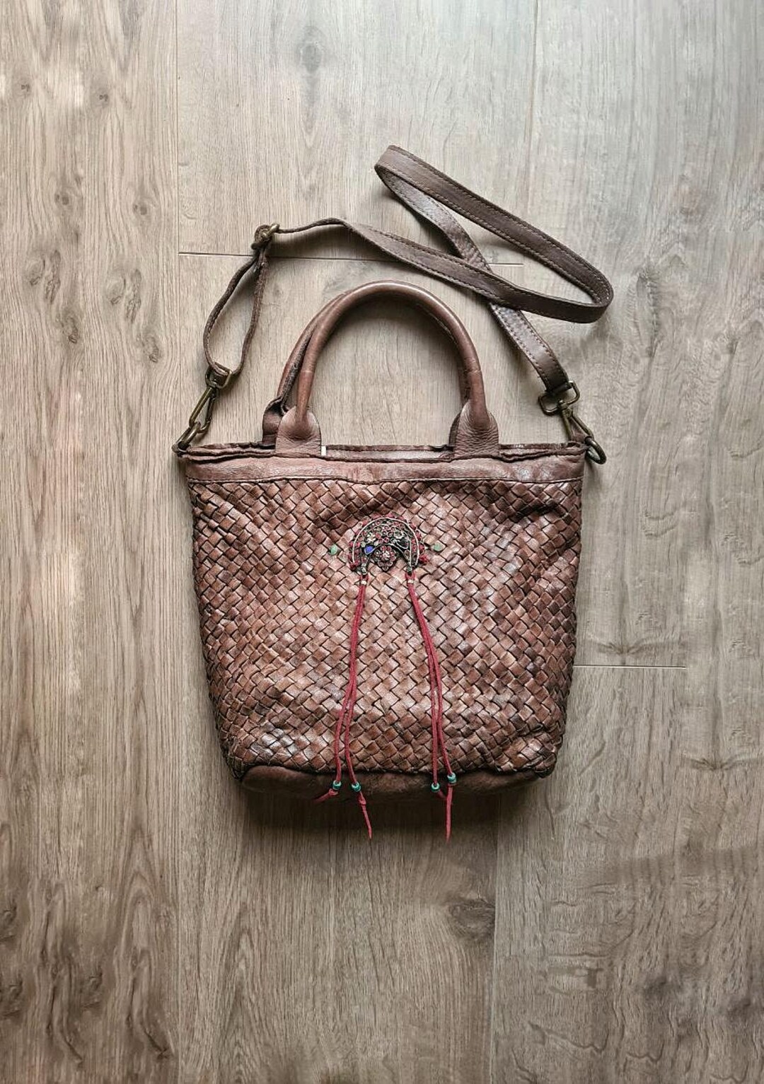 Boho Chic Italian Braided Leather Handbag, Vintage Inspired Bag ...