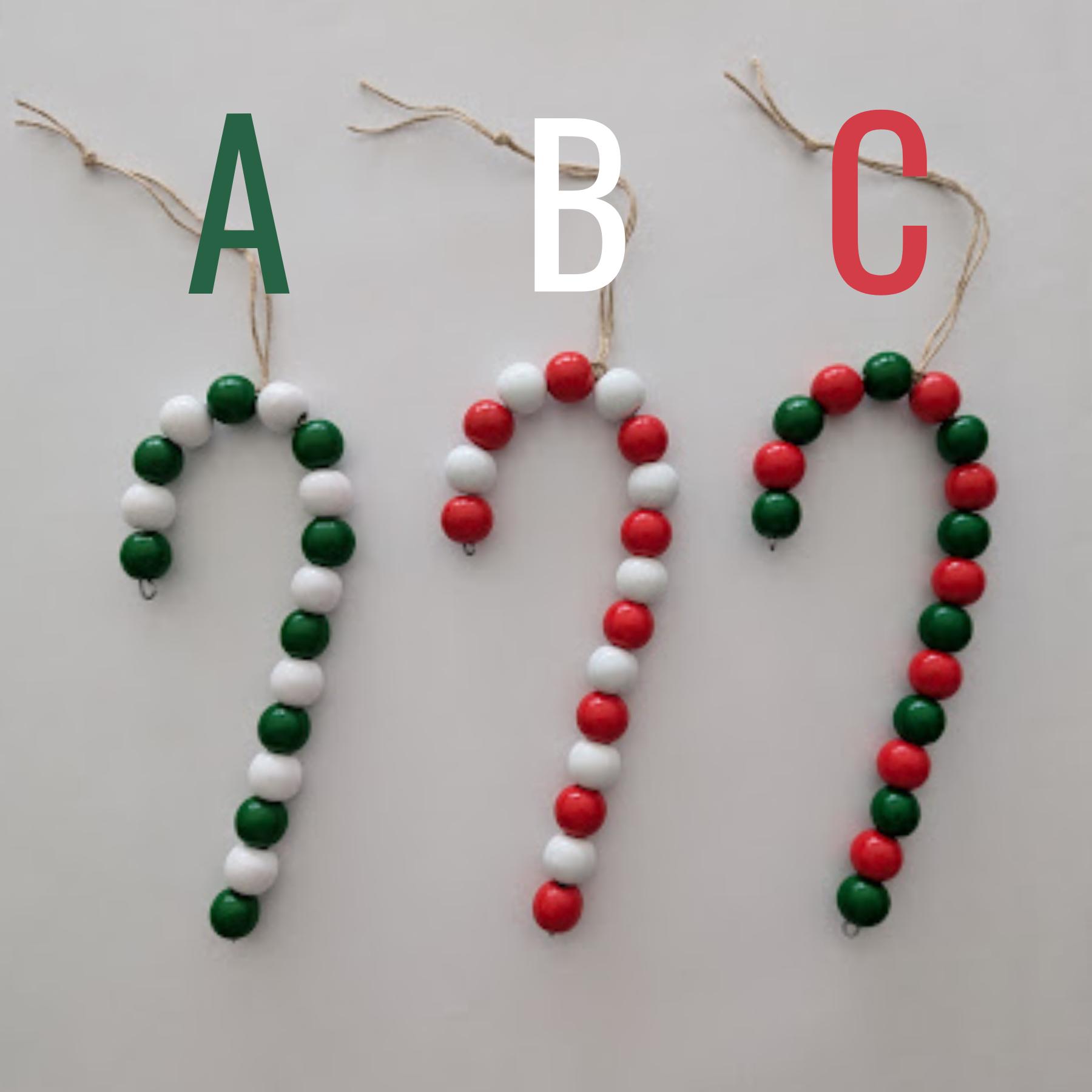 Wood Bead Candy Cane Ornaments - Etsy