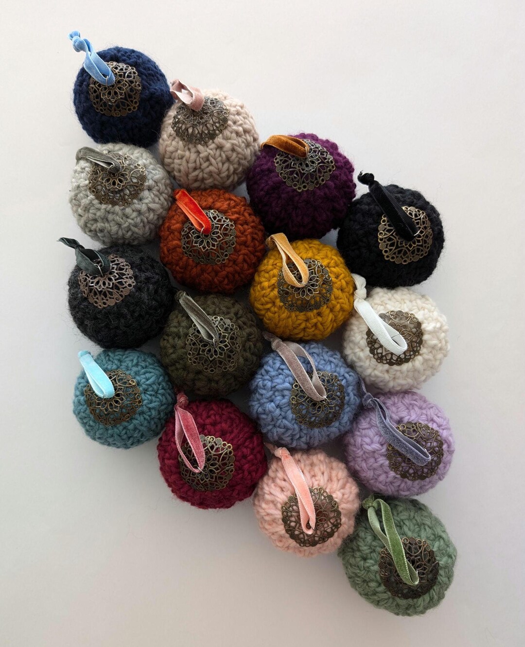 Handmade Wool Bauble Ornaments Crochet 100% Wool Rustic Cozy - Etsy