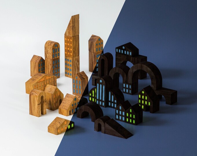 Educational Construction Toy - Grada, Wooden City Building Blocks, Glow ...