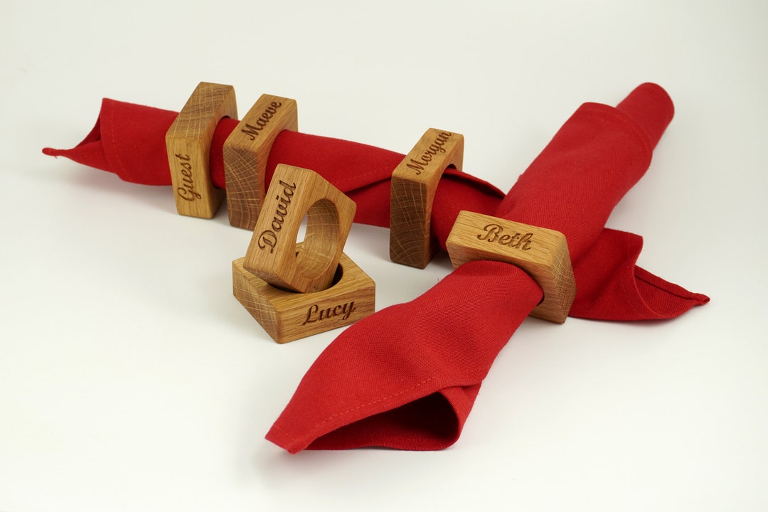 SETS of Personalized Napkin Rings, Wooden Napkin Rings, Rond De ...