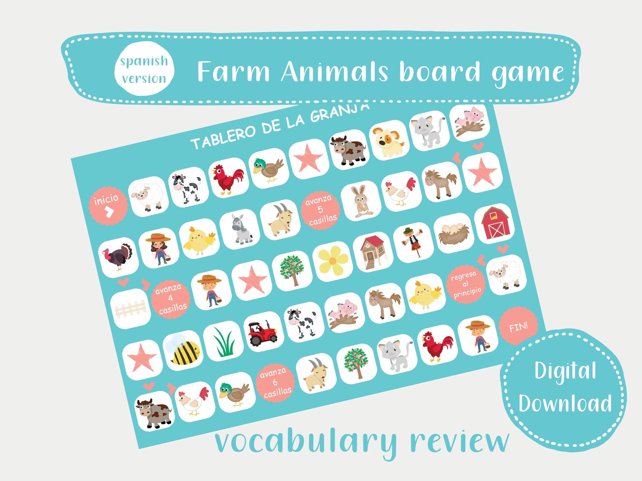 Farm Animals GAME BOARD spanish Version - Etsy