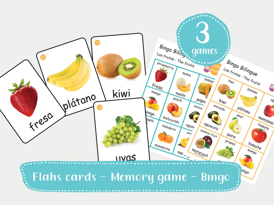 Fruits - Flashcards - Memory Game and Bingo / Loteria (SPANISH VERSION ...