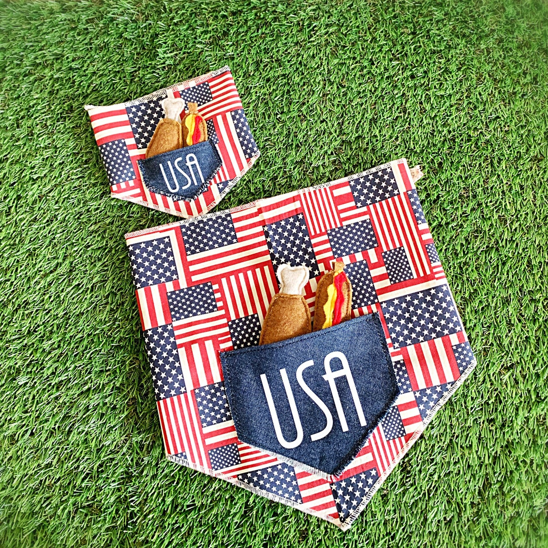 American Flag Dog Bandana, Memorial Day Dog Bandana, 4th of July Dog ...