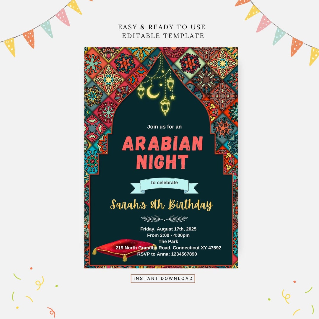 Moroccan Night Party, Editable Template, Instant Download, DIY ...