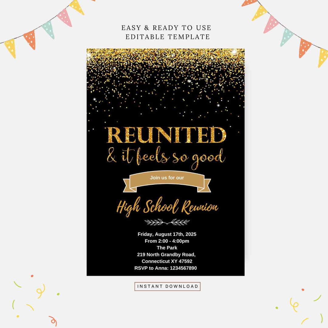 Class Reunion Party, Editable Template, Instant Download, DIY ...