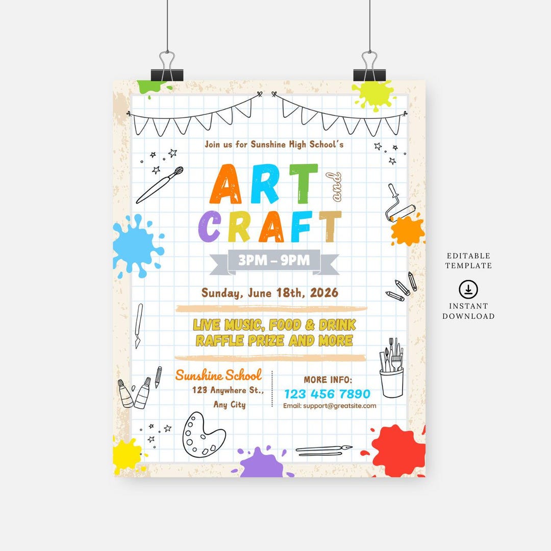 Art and Craft Flyer, Editable Template, Instant Download, DIY Flyer ...