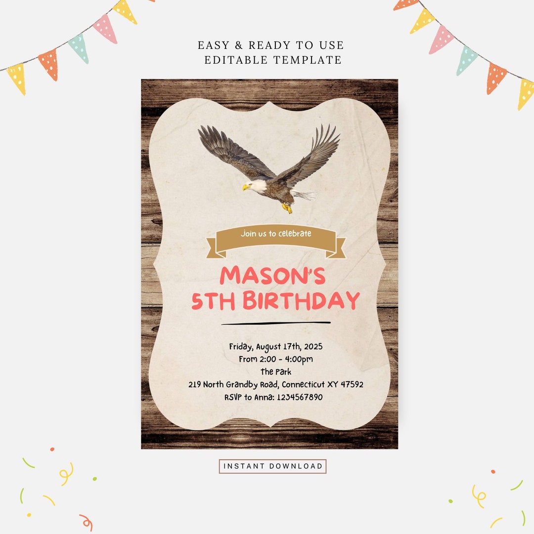 Eagle Birthday Party, Editable Template, Instant Download, DIY ...