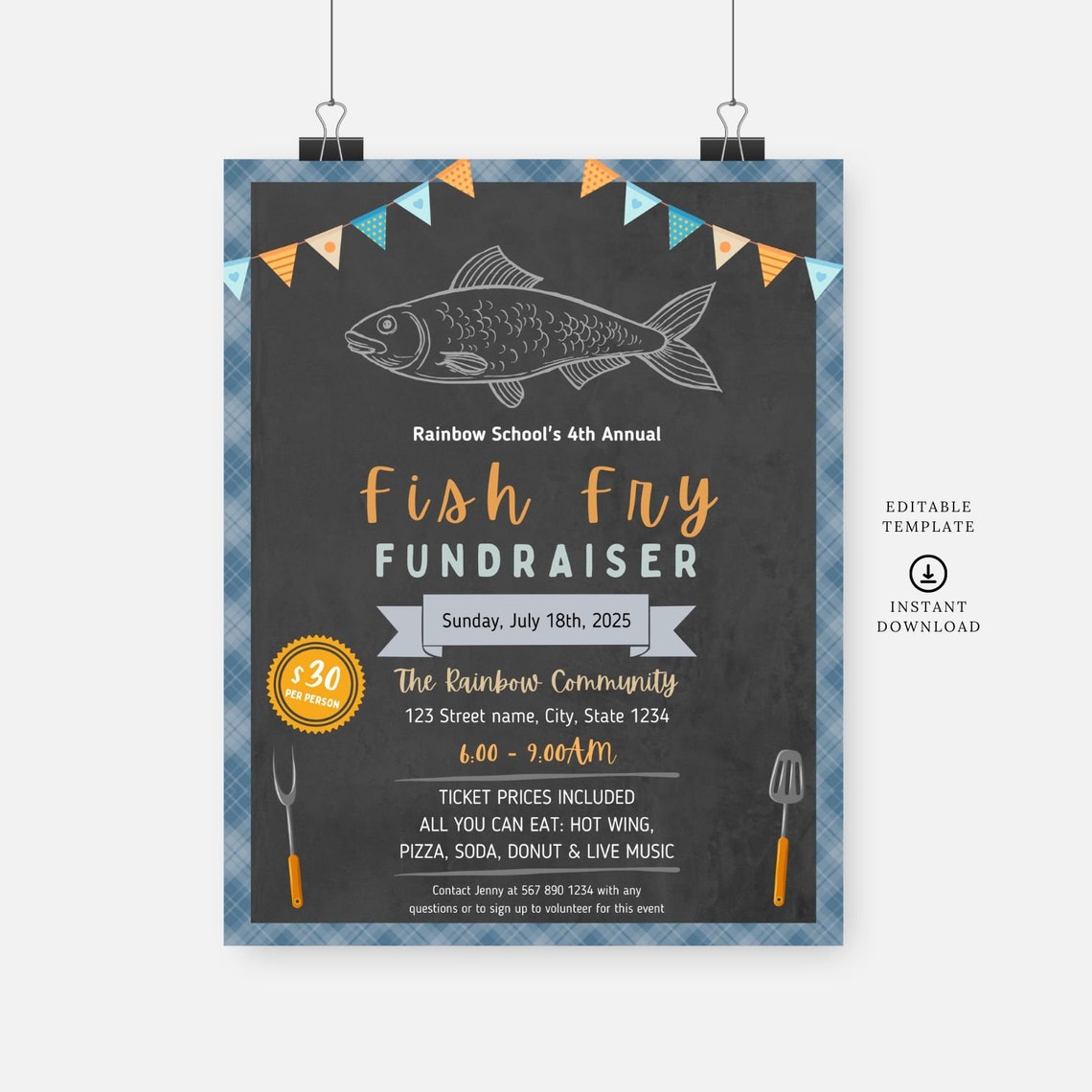 Fish Fry Flyer, Editable Template, Instant Download, DIY Flyer, Poster ...