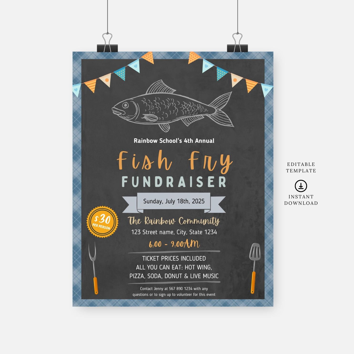 Fish Fry Flyer, Editable Template, Instant Download, DIY Flyer, Poster ...