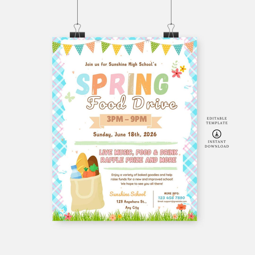 Easter Donations Food Drive Flyer, Editable Template, Instant Download ...