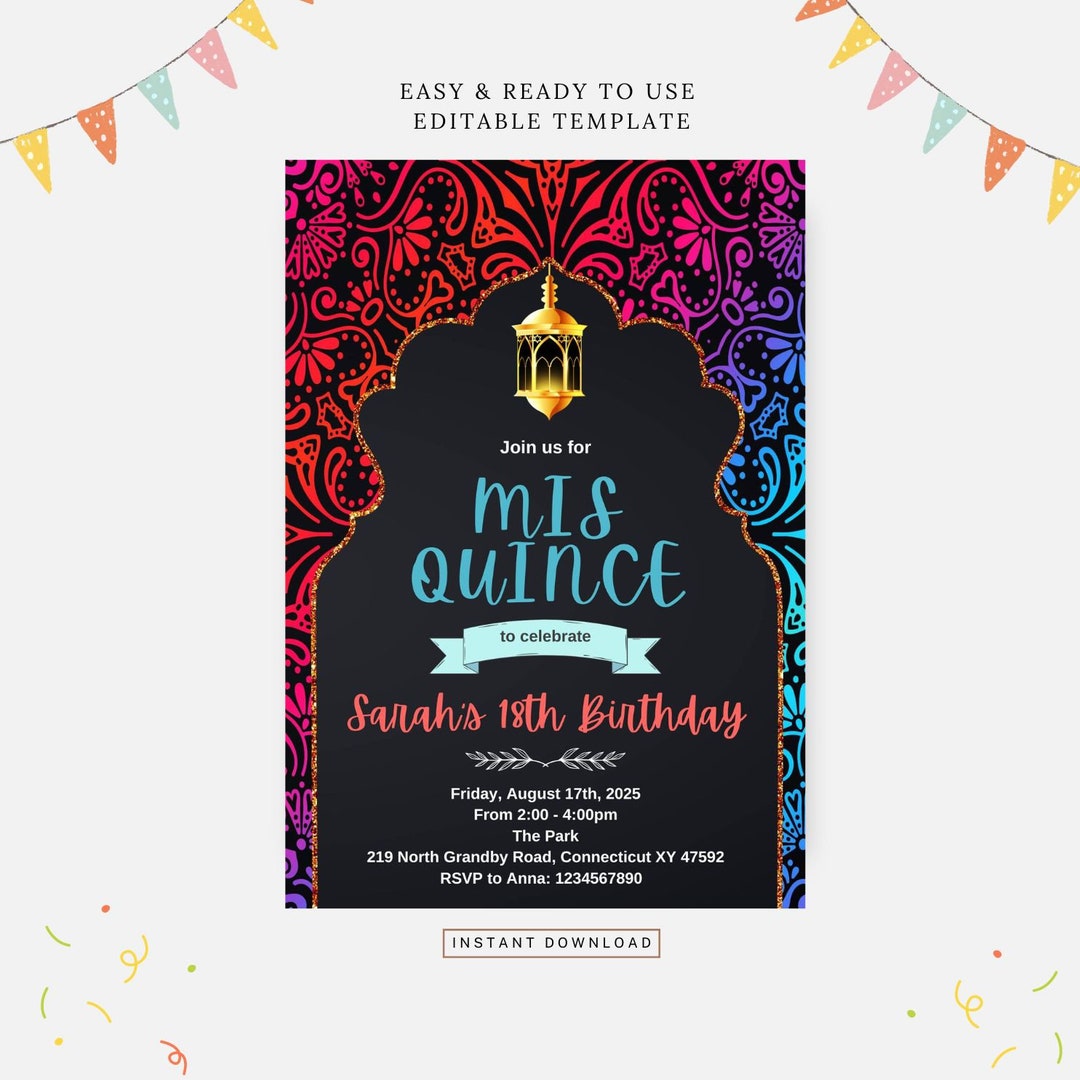 Moroccan Night Theme, Editable Template, Instant Download, DIY ...