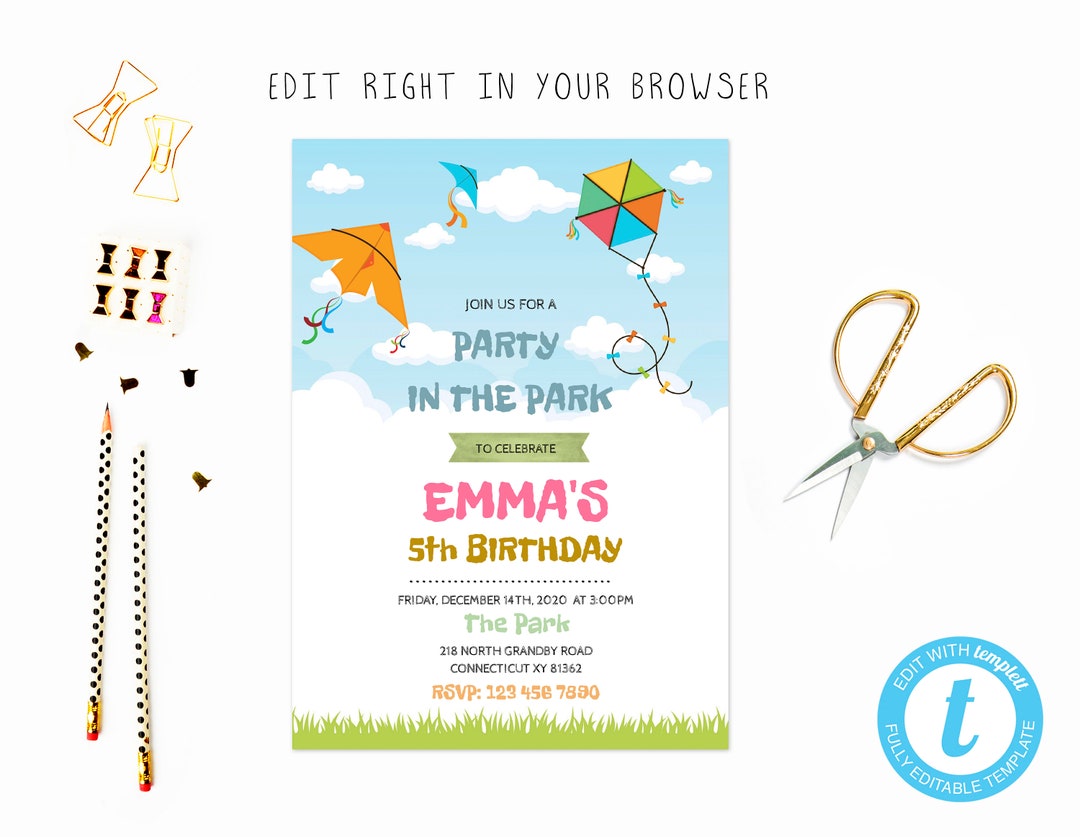 Kites Birthday Party Invitation Instant Download Edit - Etsy Australia
