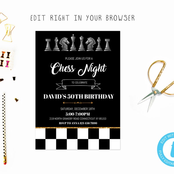 Chess Invitation - Etsy