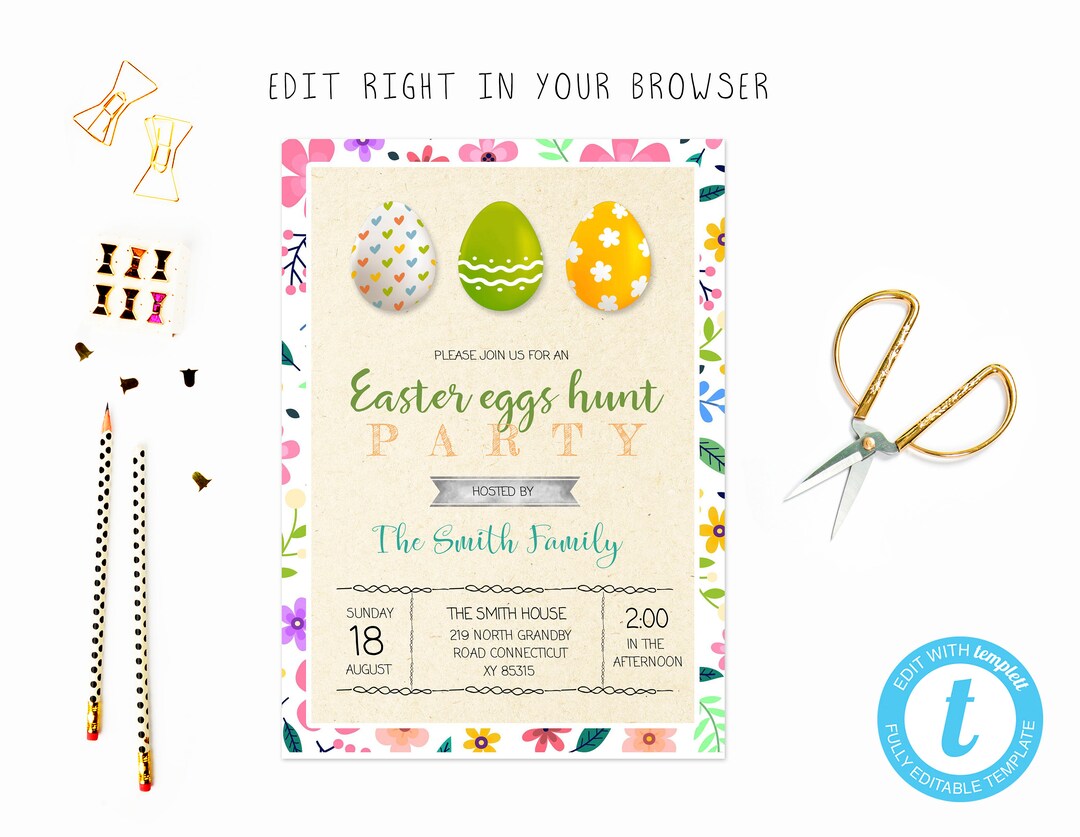 Cute Easter Party Invitation TRY BEFORE You BUY Instant - Etsy
