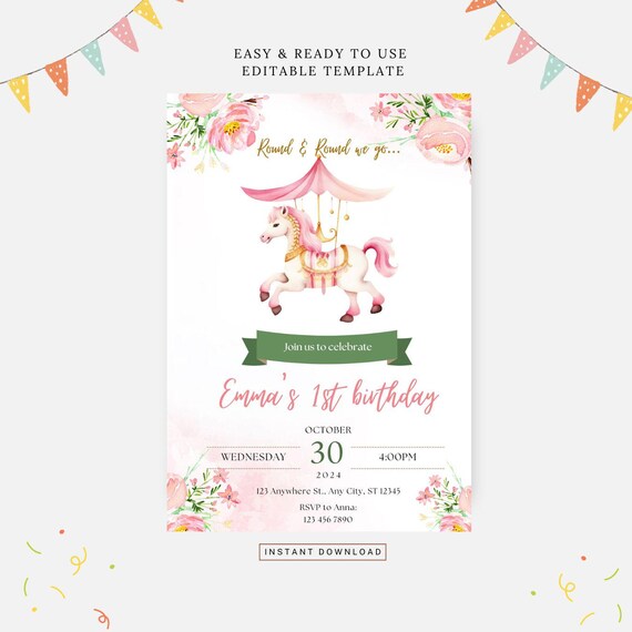 Carousel Birthday Invitations