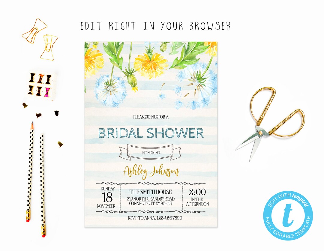 Dandelions Party Tem TRY BEFORE You BUY Instant Download - Etsy