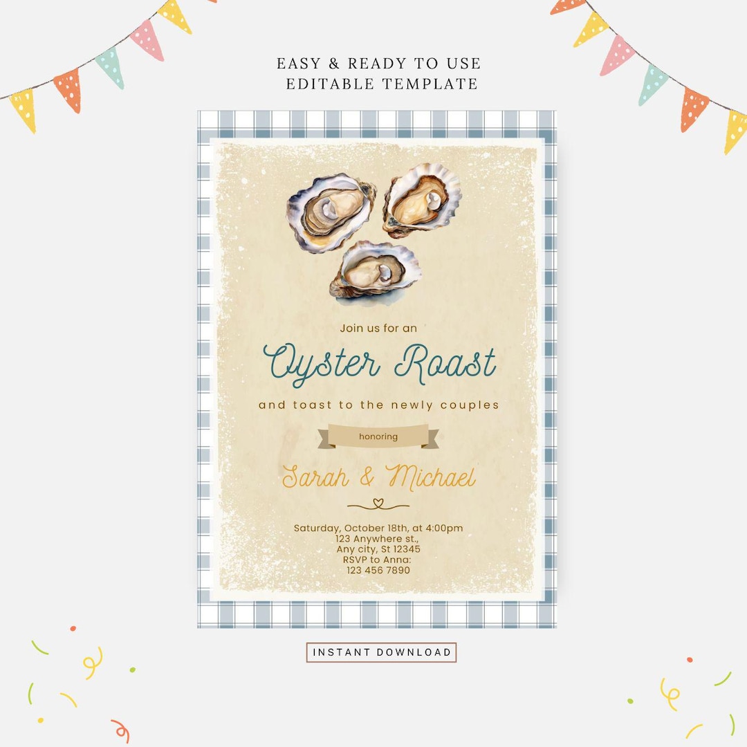 Oyster Roast Invitation, Editable Template, Instant Download, DIY ...
