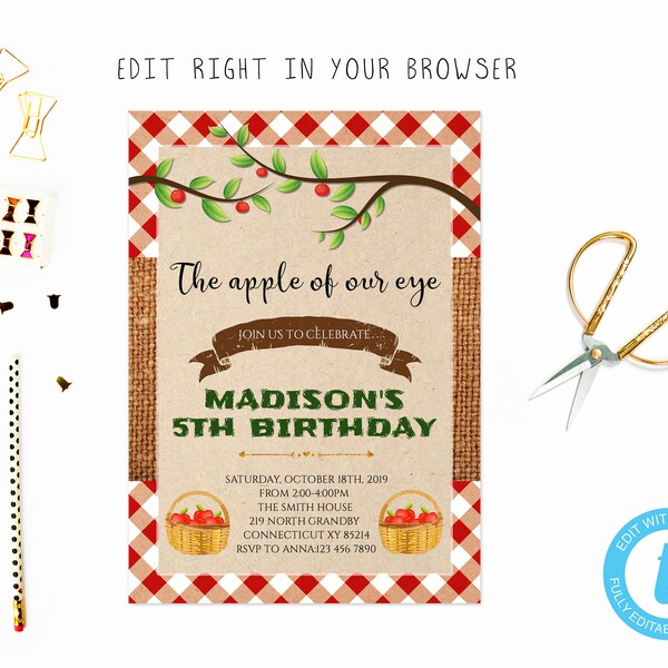 Apple Picking Invite - Etsy