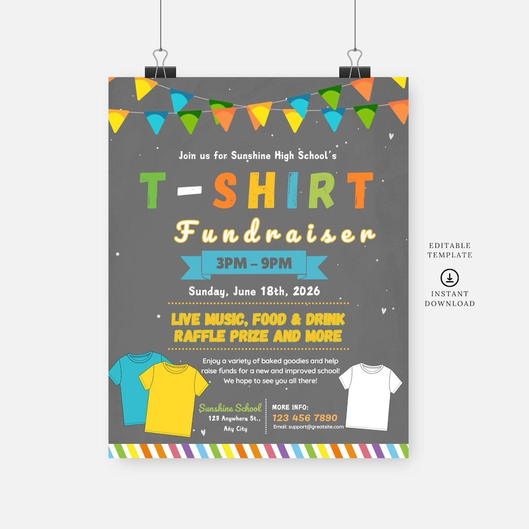 T-shirt Fundraiser Flyer, Editable Template, Instant Download, DIY ...