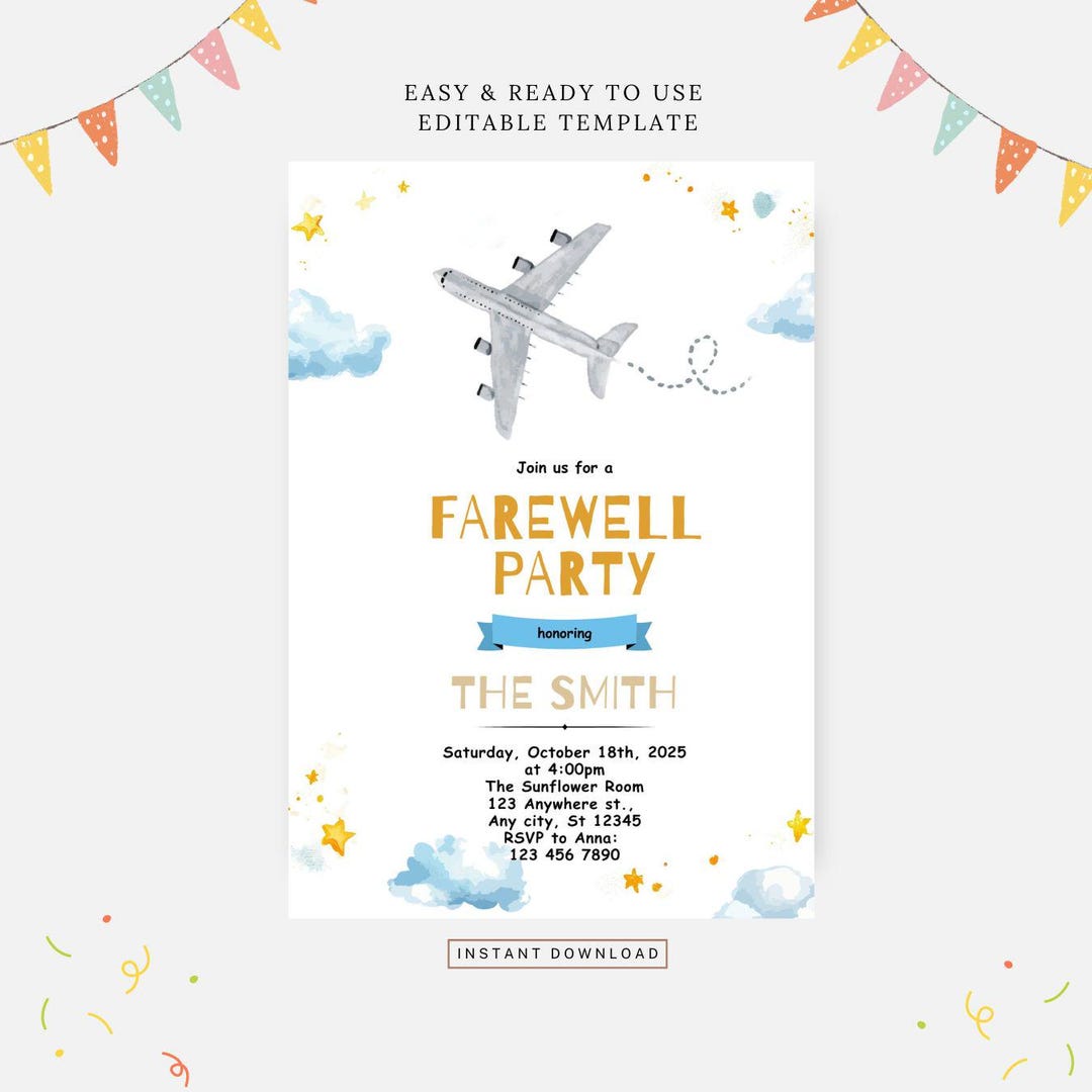 Farewell Party Invitation, Editable Template, Instant Download, DIY ...