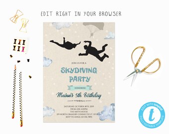 Skydiving Invitation - Etsy