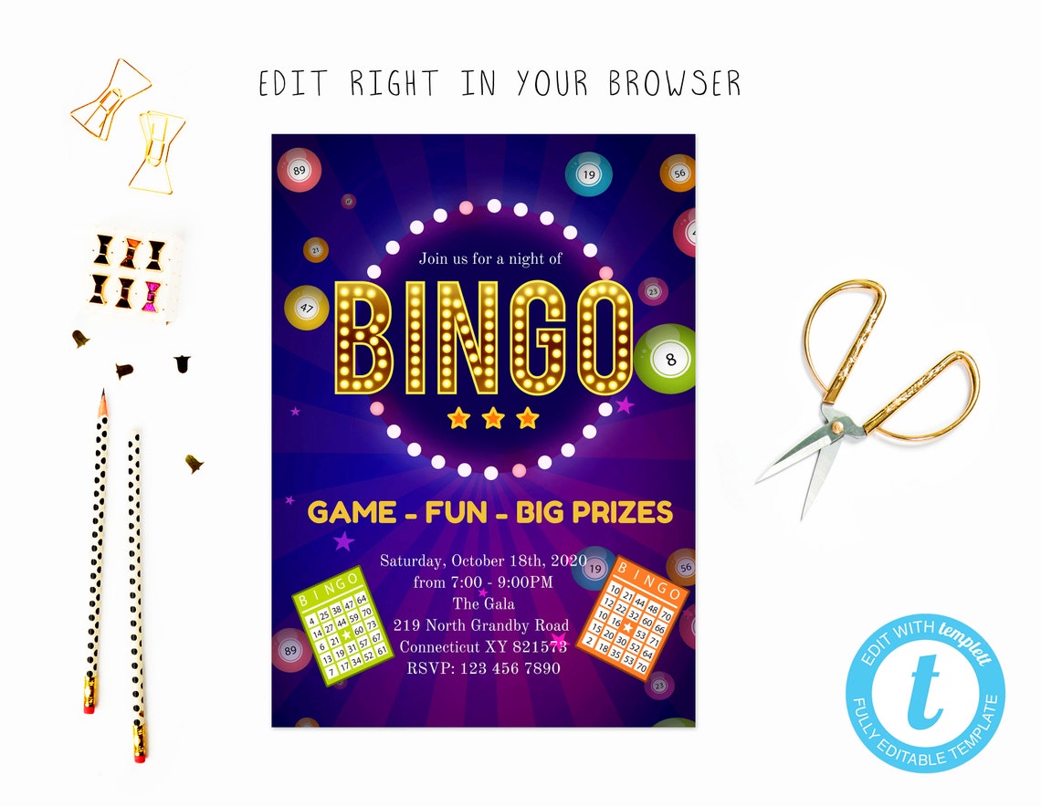 Bingo Night Invitation TRY BEFORE You BUY Instant Download - Etsy