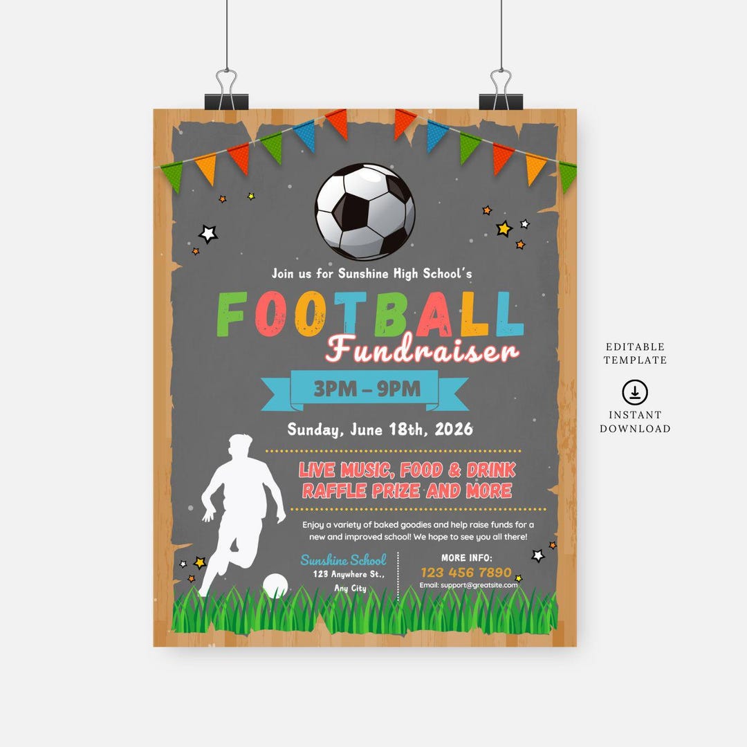 Soccer Fundraiser Flyer, Editable Template, Instant Download, DIY Flyer ...