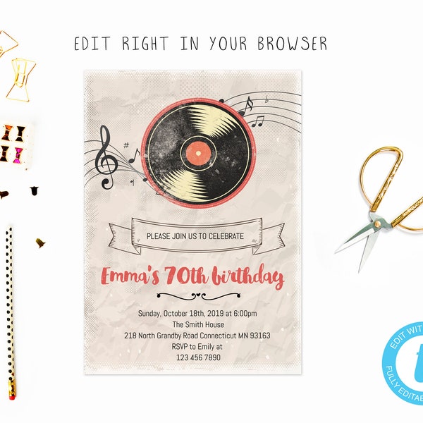 Vinyl Record Invitations - Etsy