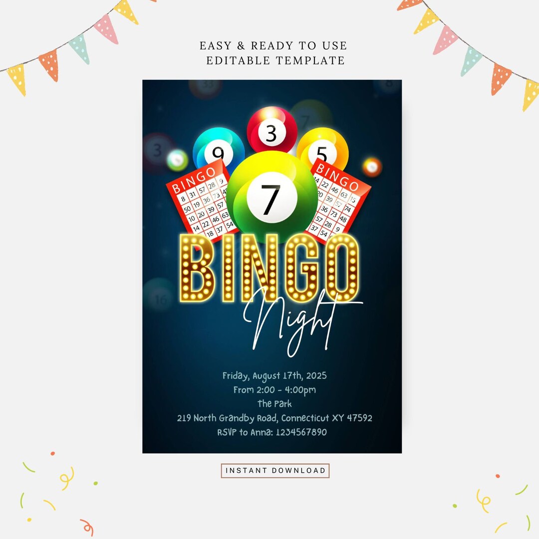 Bingo Theme, Editable Template, Instant Download, DIY Invitation - Etsy